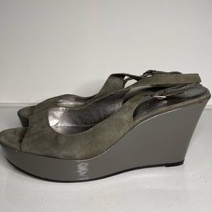 Marc Fisher | Shoes | Marc Fisher Grey Leather Platform Heels | Poshmark